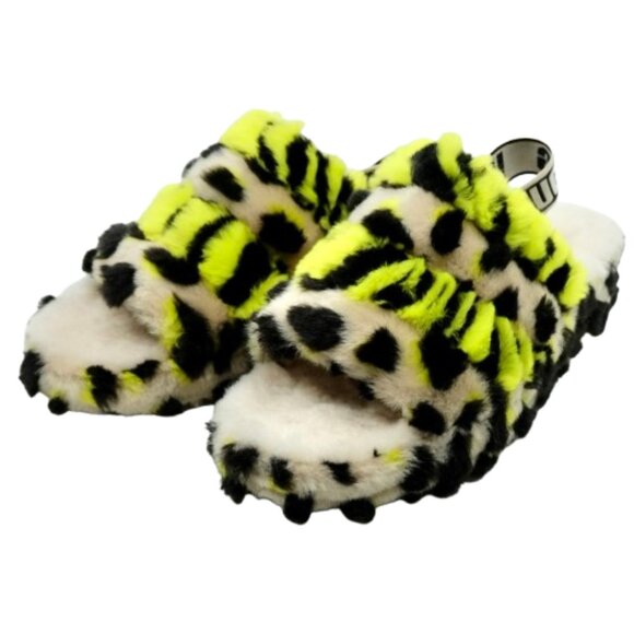 UGG | Shoes | Uggfluff Yeah Slide Animalia Black Neon Leopardshearling ...